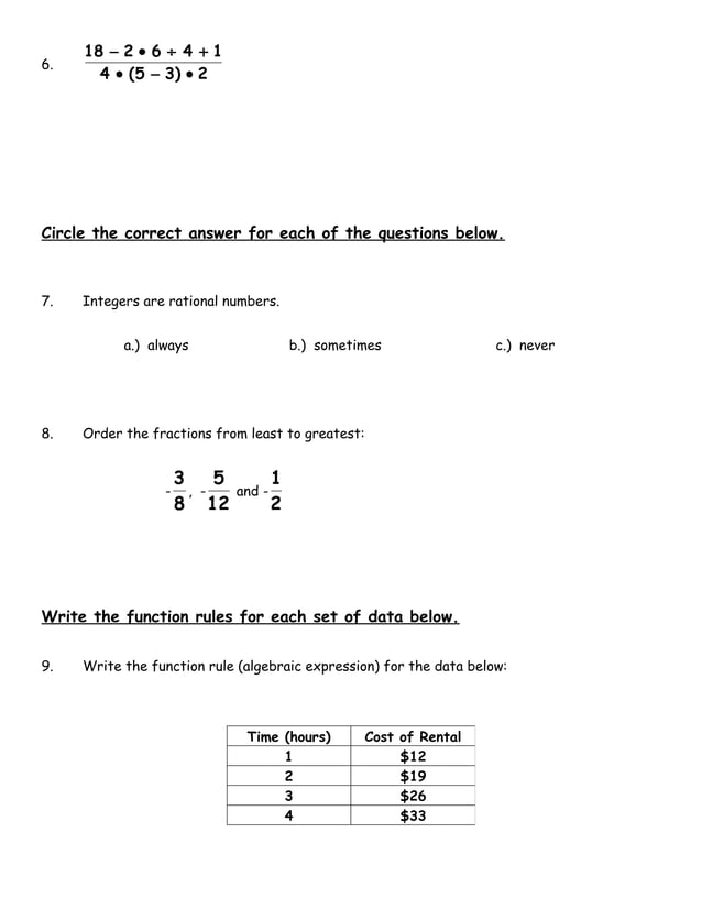 Algebra i ccp quarter 1 benchmark review | DOC | Physics | Science