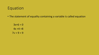Algebraic equations G-6 | PPTX