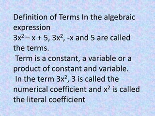 Algebraic Expression | PPTX
