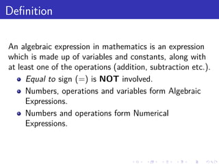 Algebraic Expression | PDF