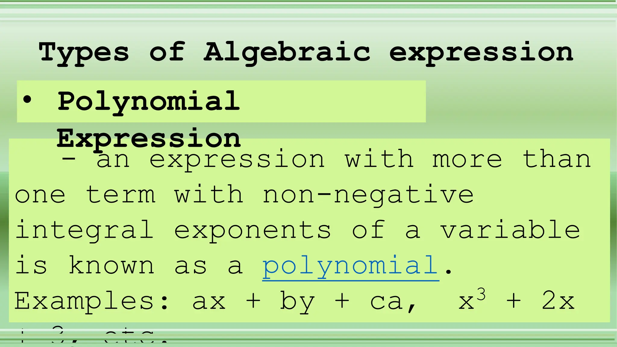 Introduction to Algebraic expression.pptx | Programming Languages | Computing