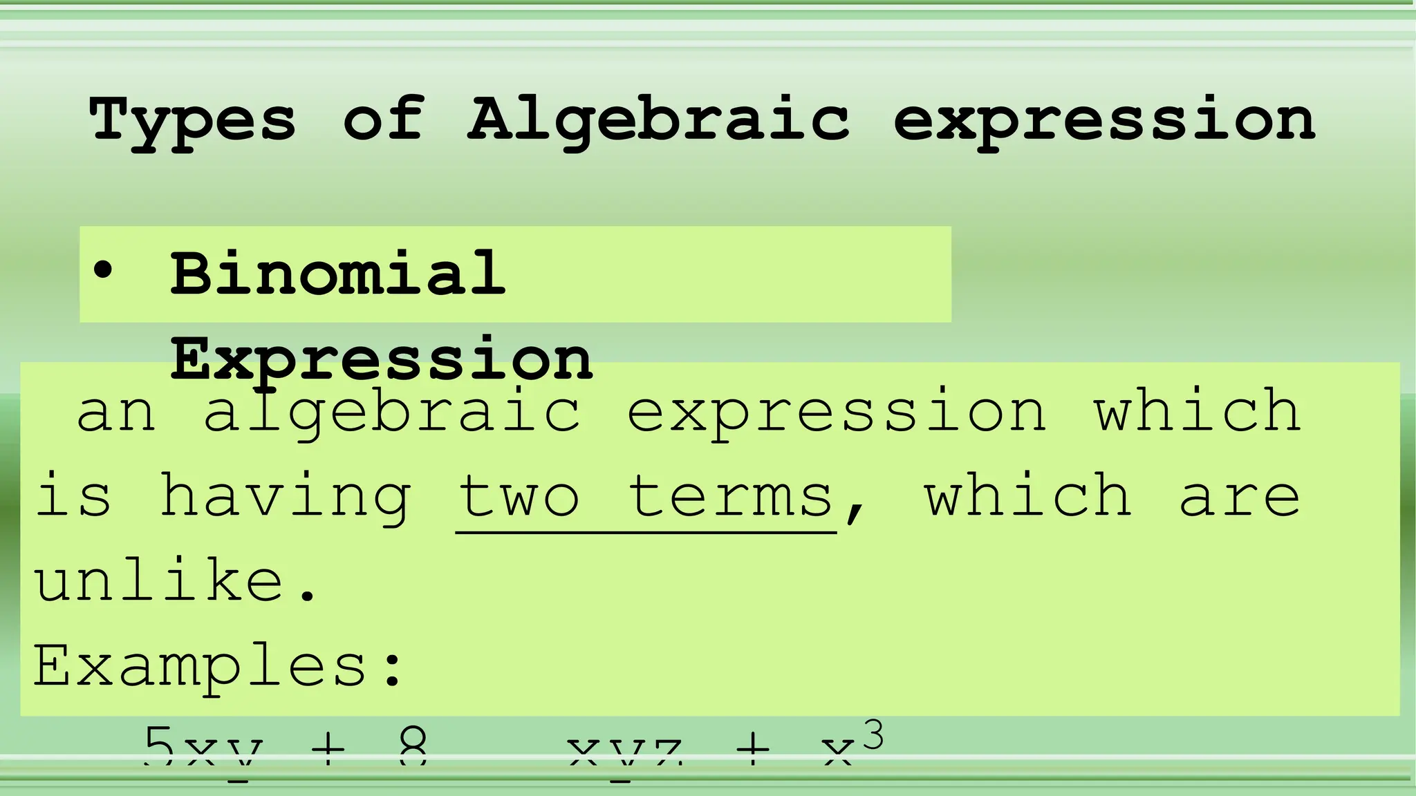 Introduction to Algebraic expression.pptx | Programming Languages | Computing