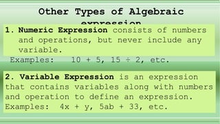 Introduction to Algebraic expression.pptx | Programming Languages | Computing