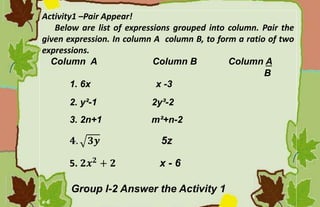 Algebraic Expression 2023 Data and Analytics | PPT