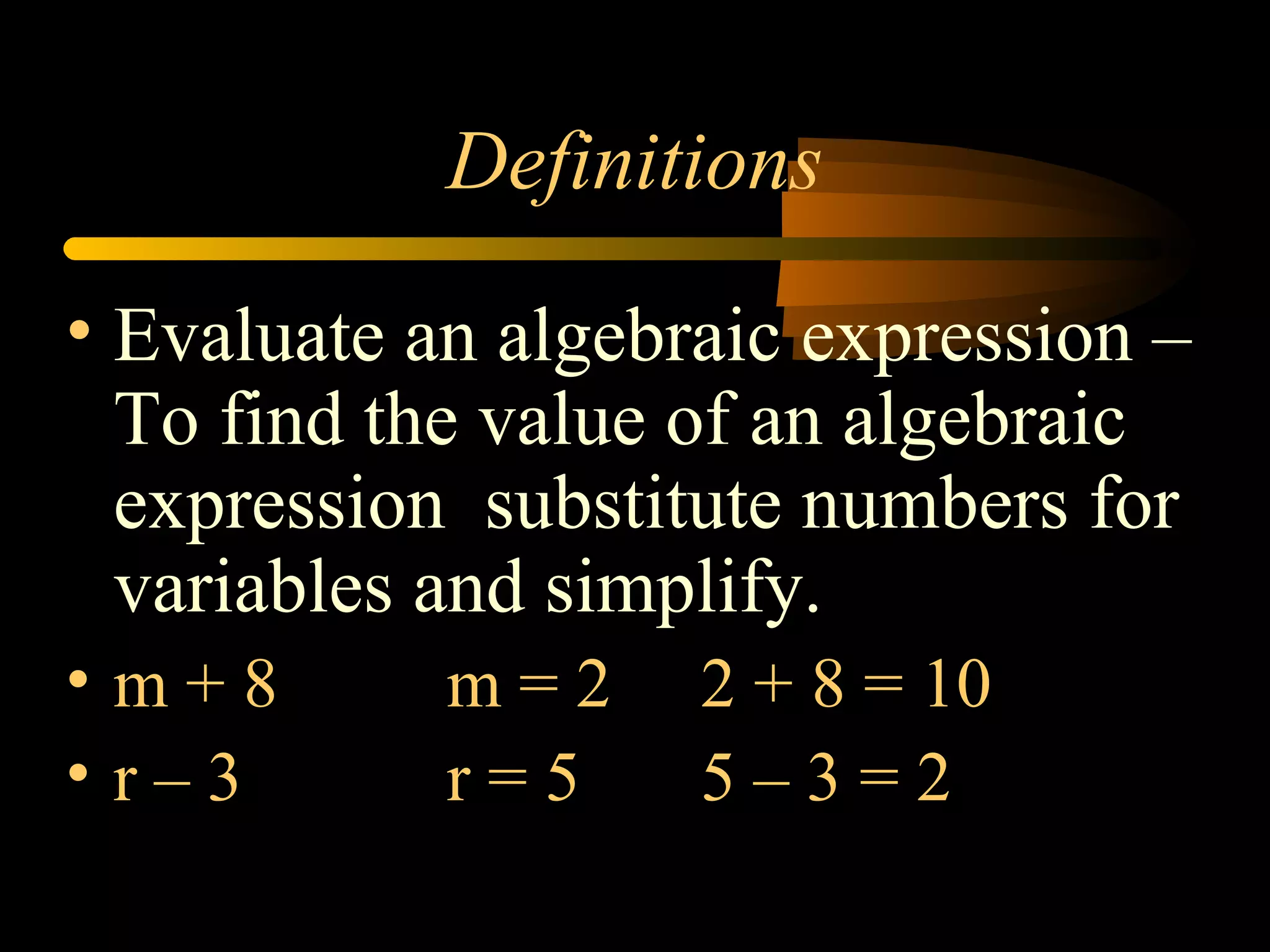 Algebraic expressions | PPT