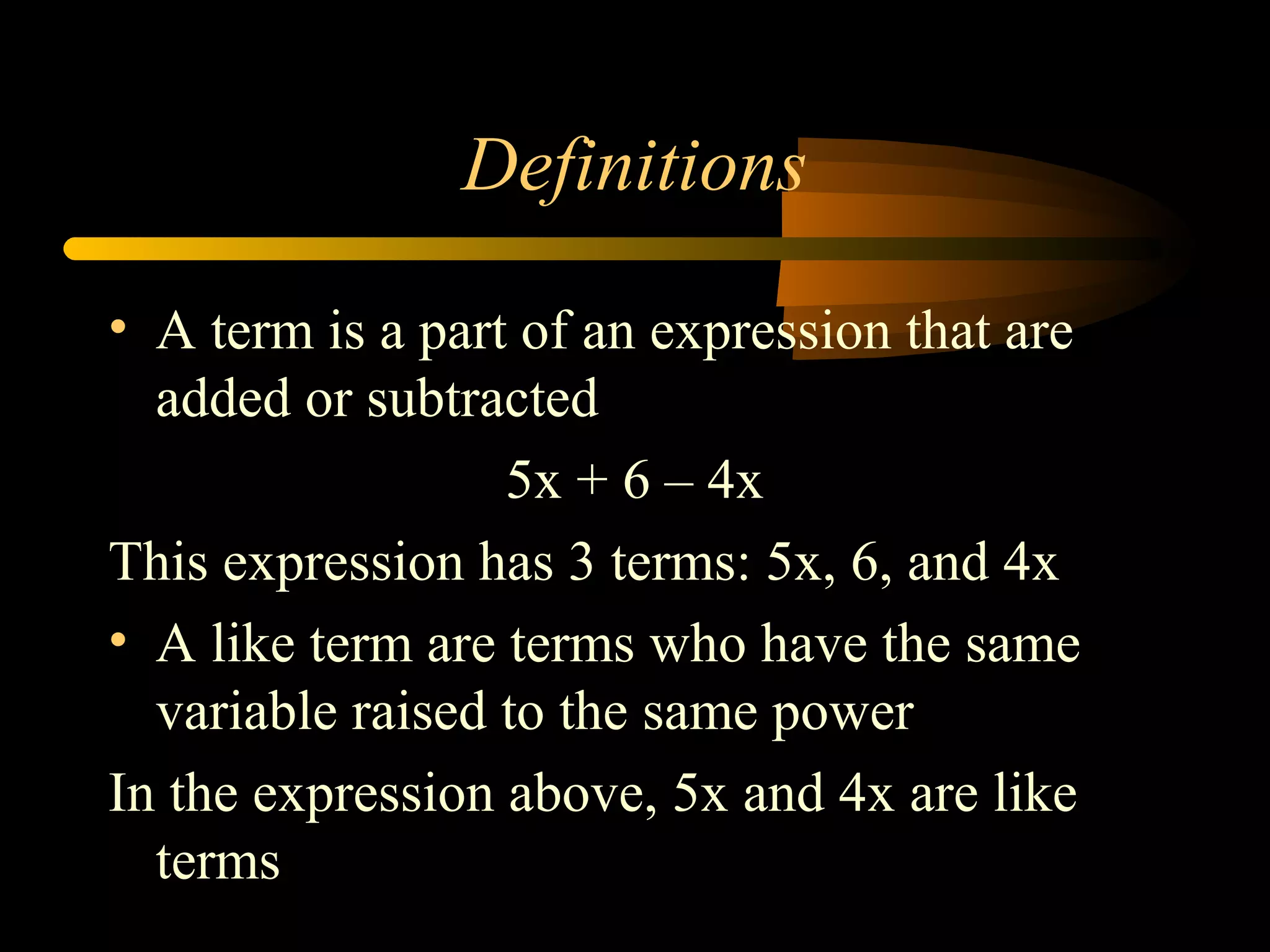 Algebraic expressions | PPT