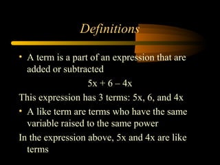 Algebraic expressions | PPT