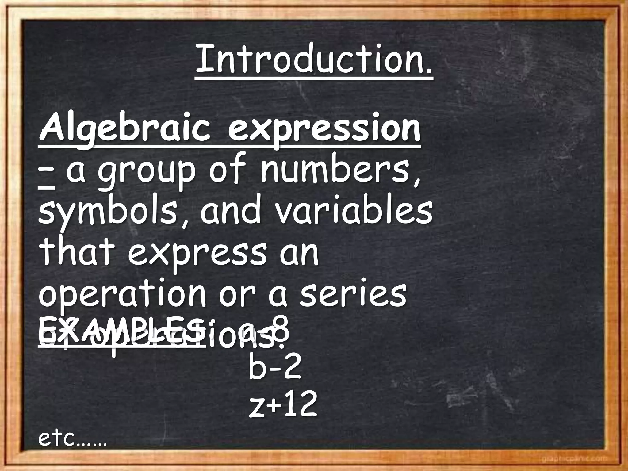 Algebraic expressions | PPTX