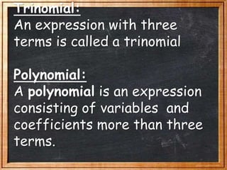Algebraic expressions | PPTX
