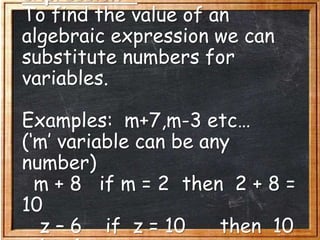 Algebraic expressions | PPT