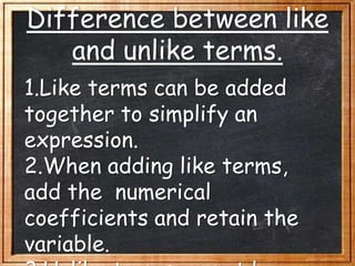 Algebraic expressions | PPTX