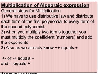 Algebraicexpressions for class VII and VIII | PPT