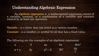 Algebraic expressions | PPTX | Programming Languages | Computing