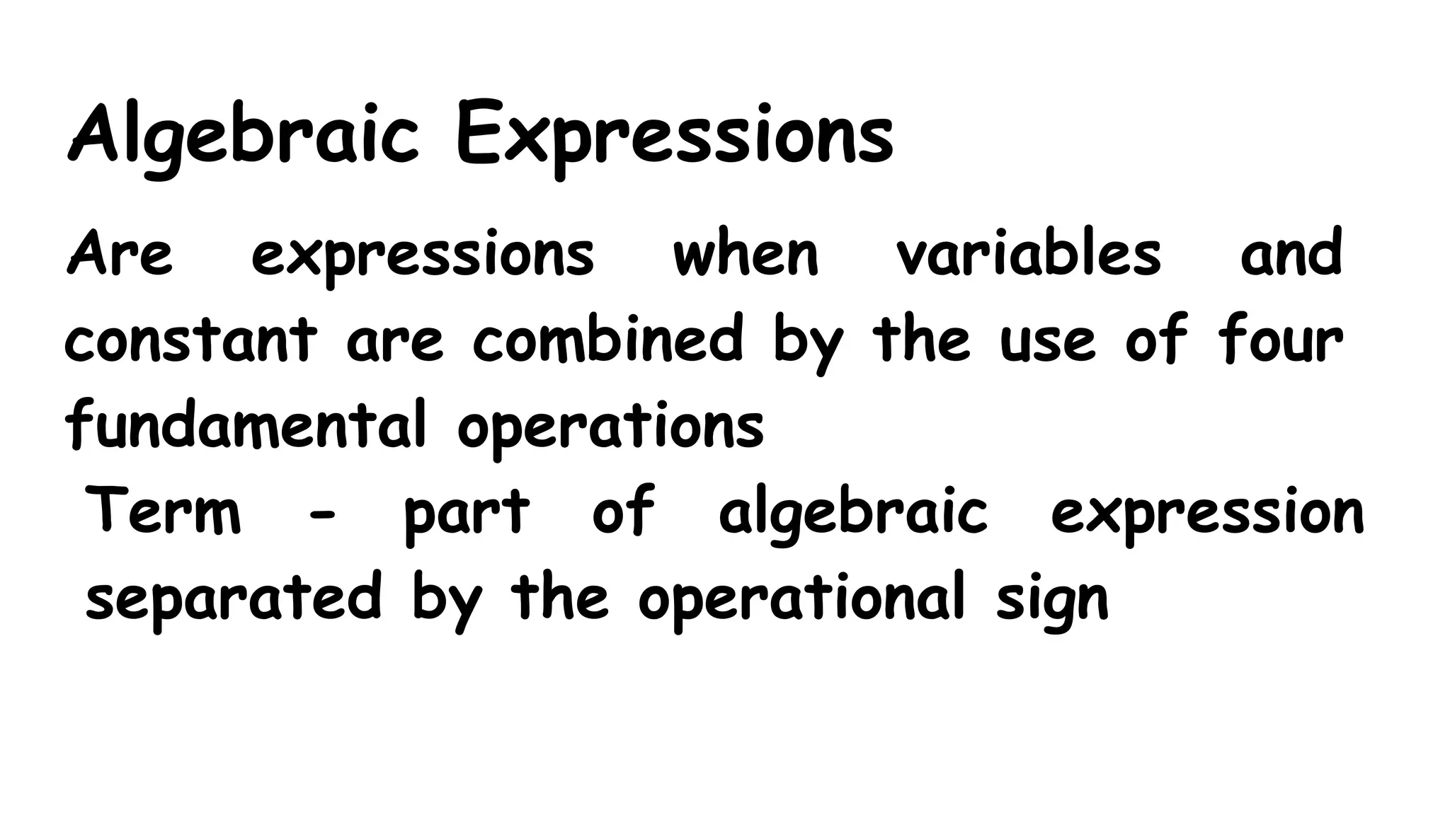 Algebraic expressions and equations | PPTX