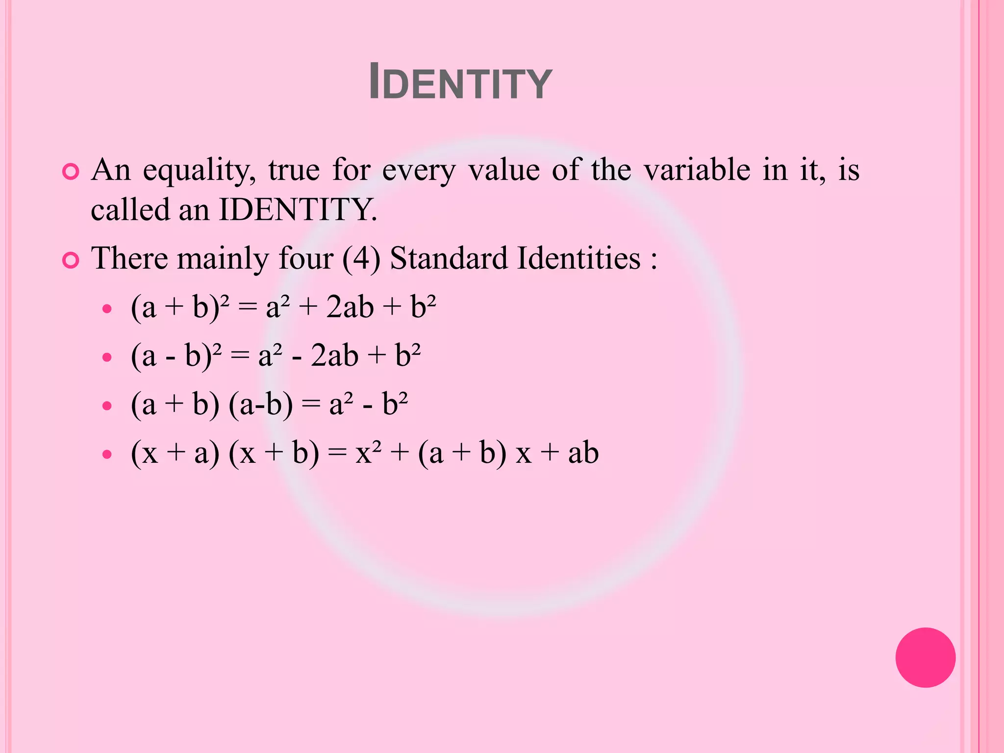 Algebraic expressions and identities | PPTX