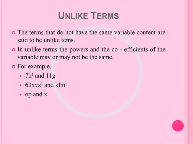 Algebraic expressions and identities | PPTX | Technology & Computing