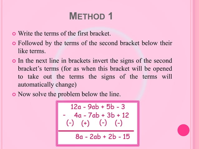 Algebraic expressions and identities | PPTX | Technology & Computing