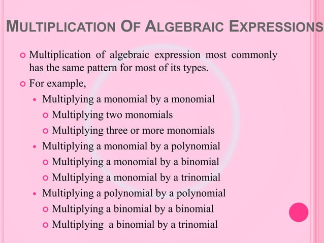 Algebraic expressions and identities | PPTX | Technology & Computing