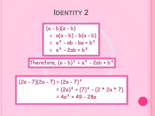 Algebraic expressions and identities | PPTX | Technology & Computing