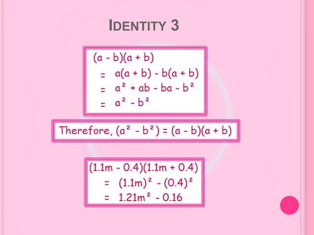Algebraic expressions and identities | PPTX | Technology & Computing