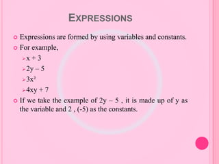 Algebraic expressions and identities | PPTX