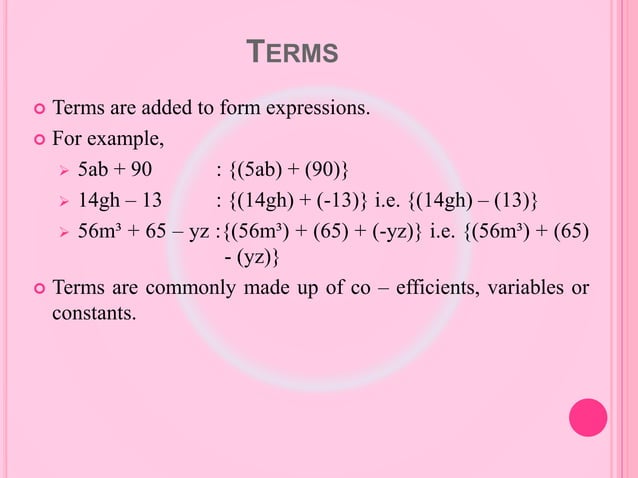 Algebraic expressions and identities | PPTX | Technology & Computing