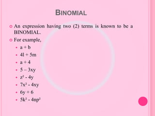 Algebraic expressions and identities | PPTX