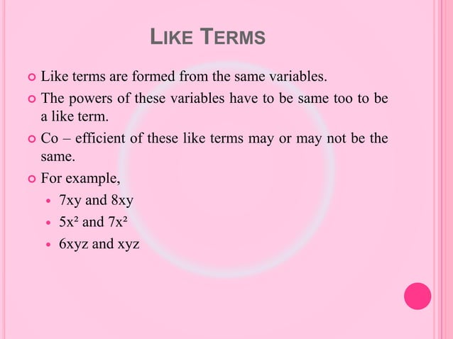 Algebraic expressions and identities | PPTX | Technology & Computing