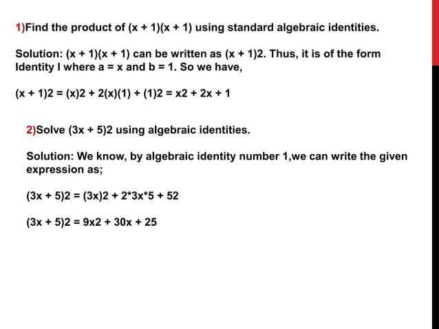 ALGEBRAIC EXPRESSIONS AND IDENTITIES.pptx | Physics | Science