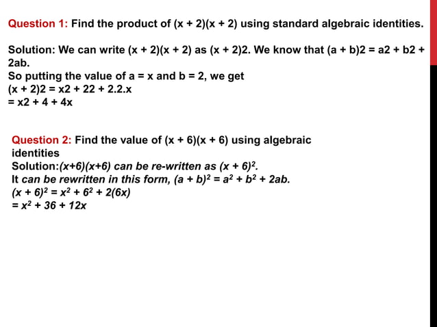 ALGEBRAIC EXPRESSIONS AND IDENTITIES.pptx | Physics | Science
