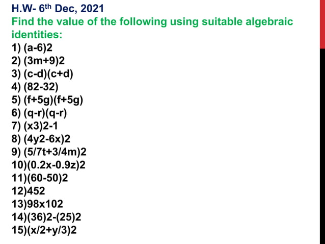 ALGEBRAIC EXPRESSIONS AND IDENTITIES.pptx | Physics | Science