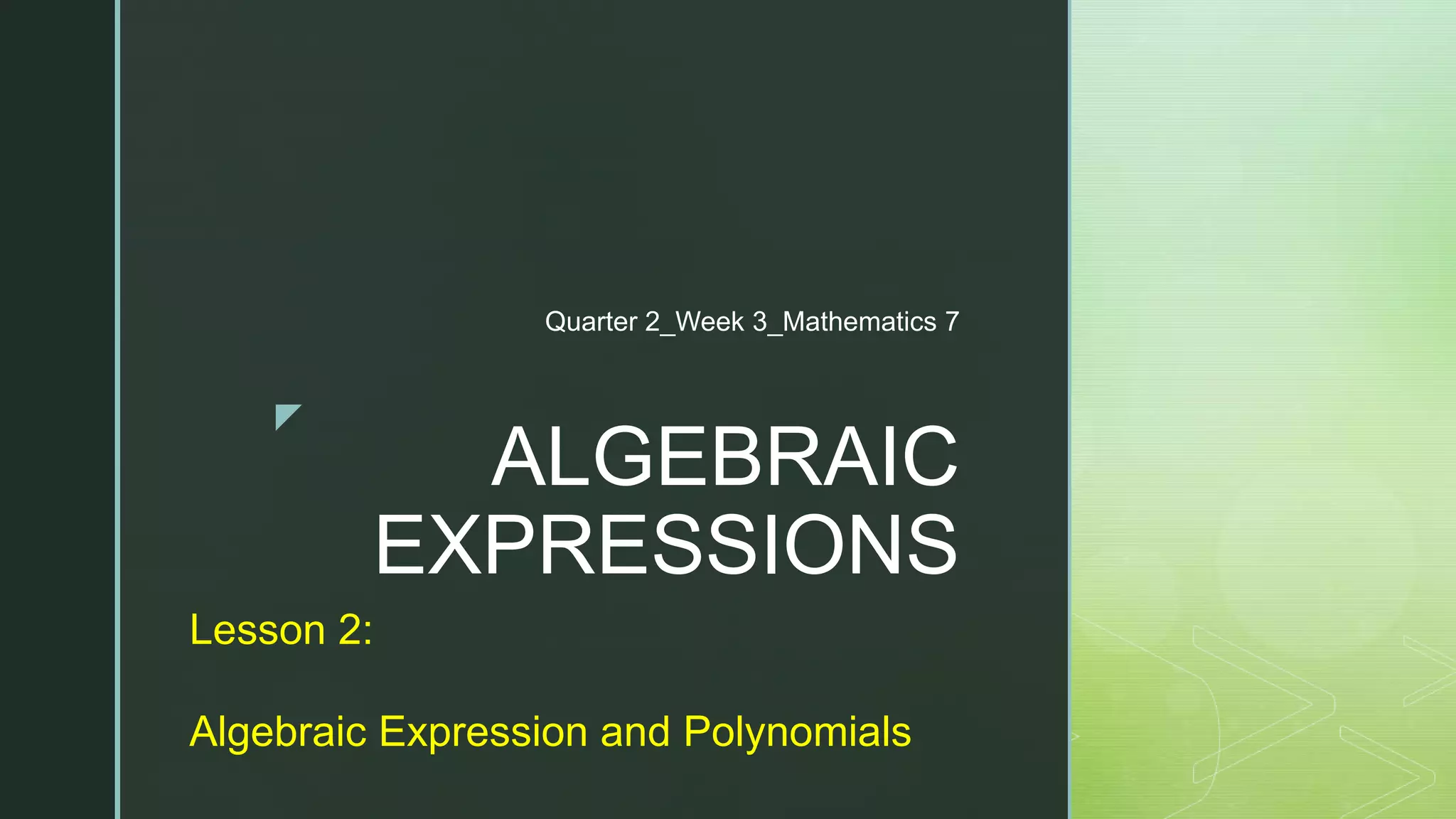 Algebraic expressions and Polynomials | PPTX