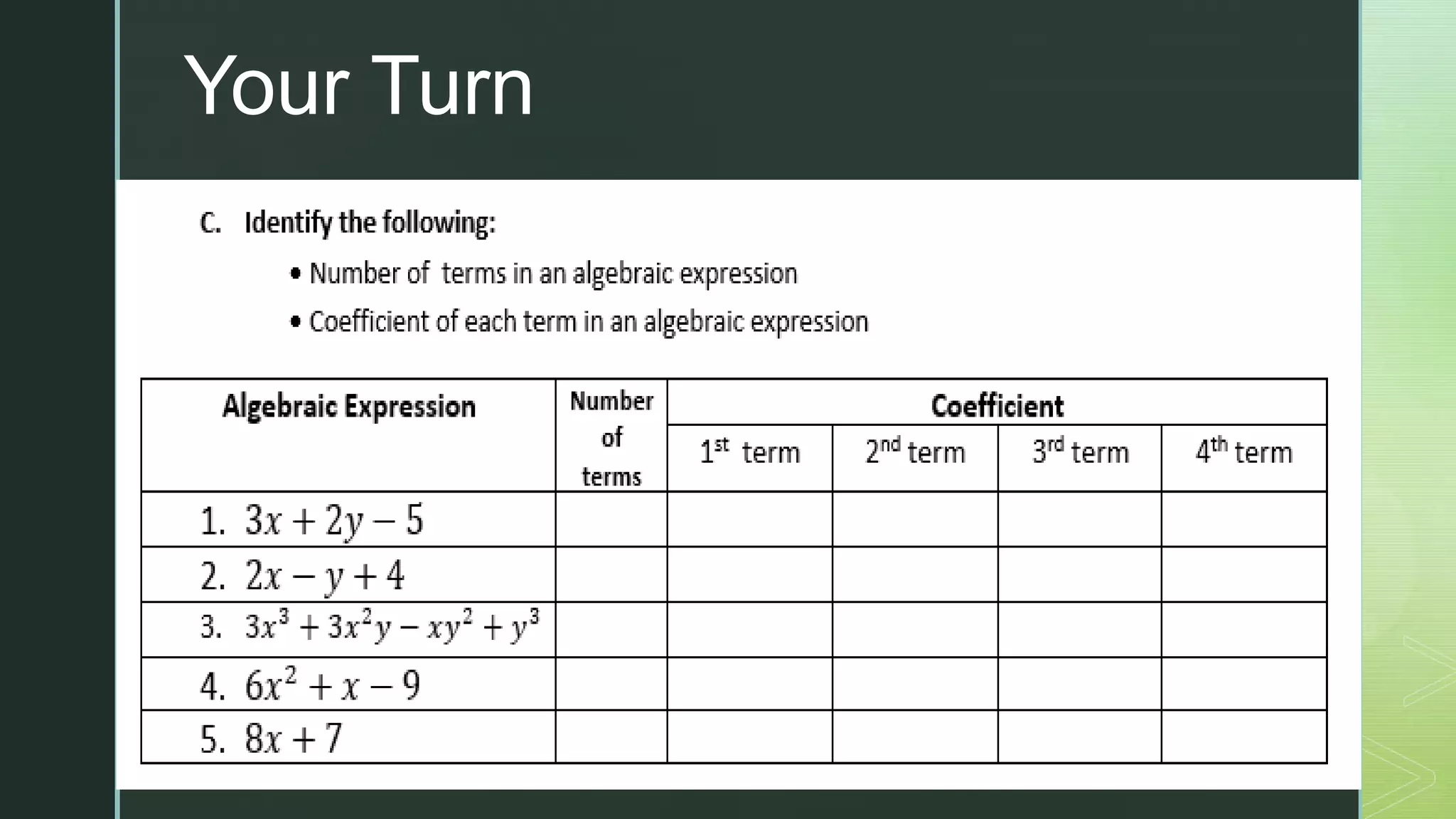 Algebraic expressions and Polynomials | PPTX