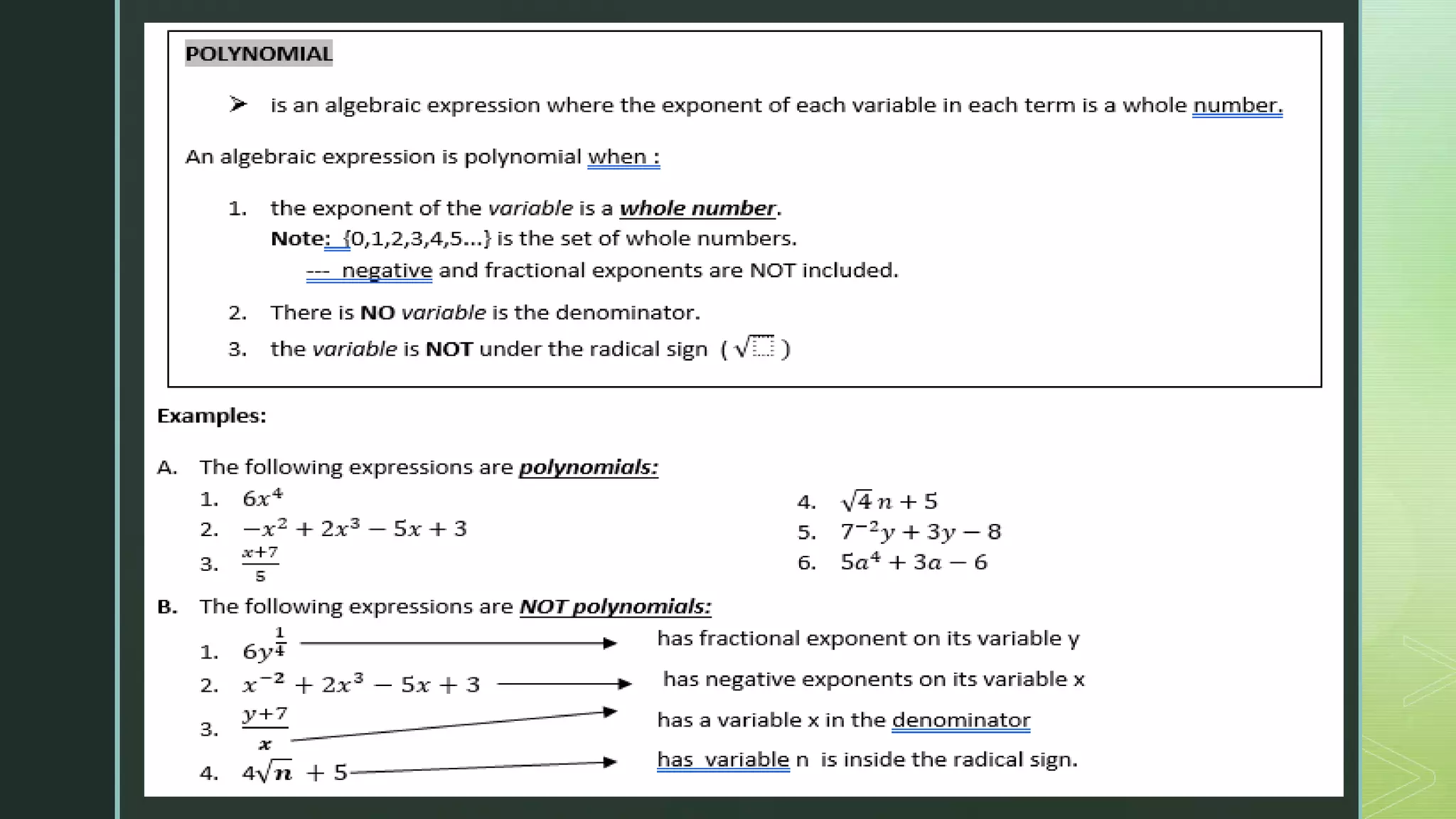 Algebraic expressions and Polynomials | PPTX