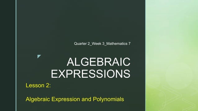 Algebraic expressions and Polynomials | PPTX | Physics | Science