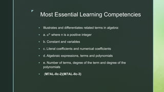 Algebraic expressions and Polynomials | PPTX