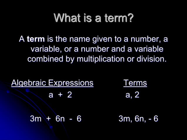 Algebraic expressions and_terms (1) | PPT | Physics | Science