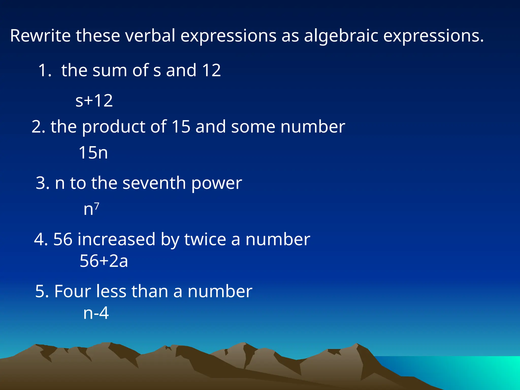 Algebraic expressions review of four basic operations | PPTX