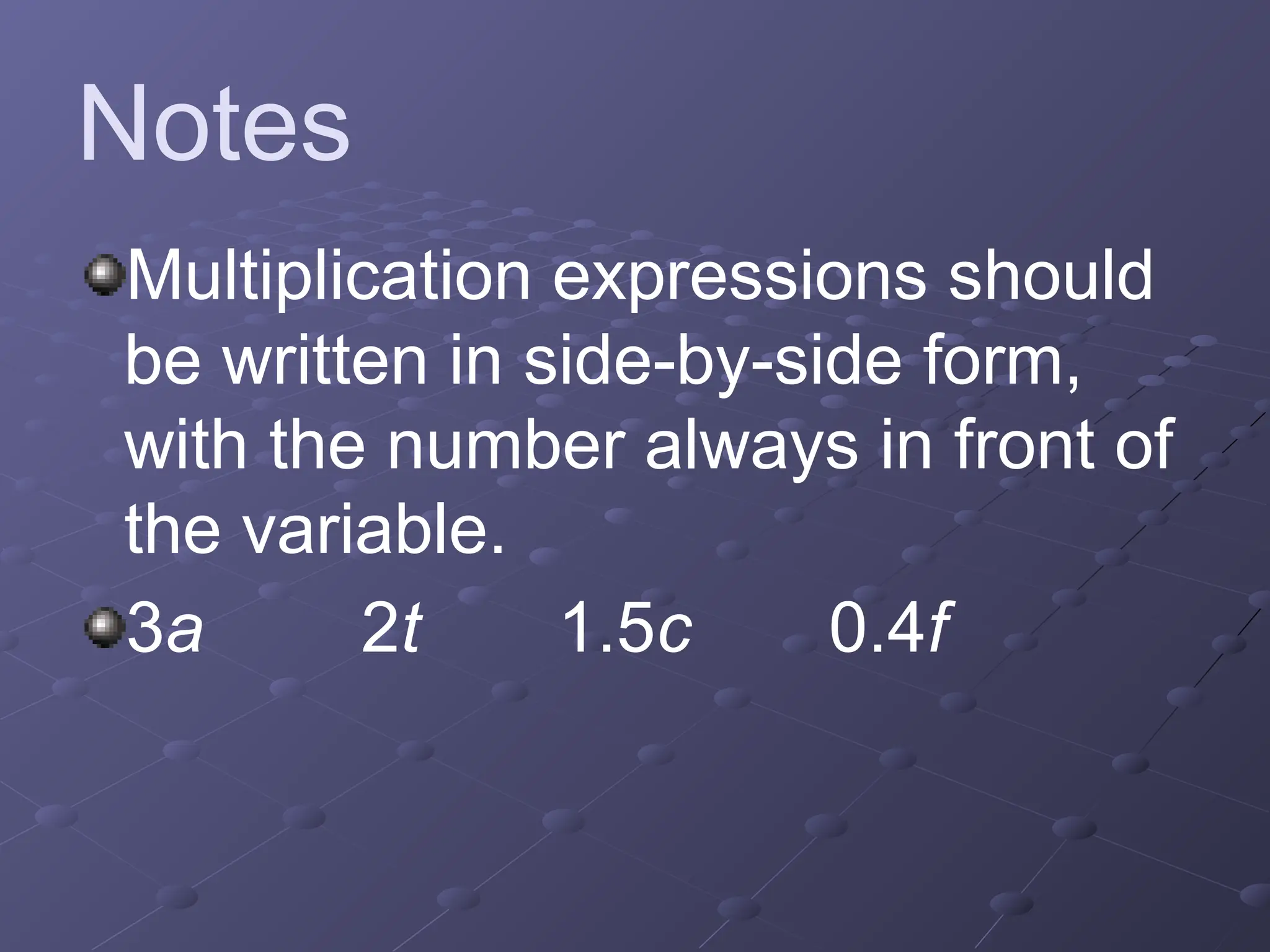 Algebraic expressions review of four basic operations | PPTX
