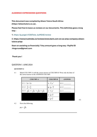 GRADE 9 ALGEBRAIC EXPRESSIONS PRACTICE QUESTIONS.pdf