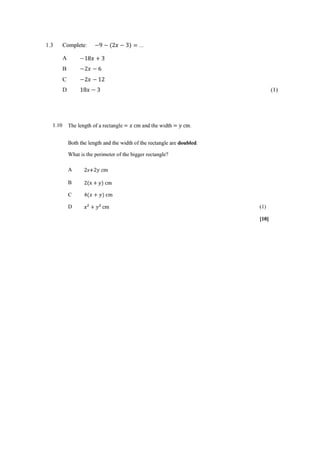 GRADE 9 ALGEBRAIC EXPRESSIONS PRACTICE QUESTIONS.pdf