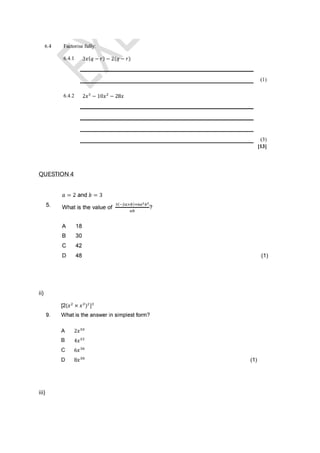 GRADE 9 ALGEBRAIC EXPRESSIONS PRACTICE QUESTIONS.pdf