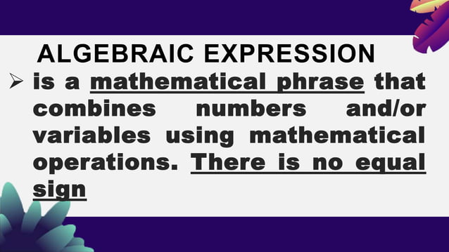 ALGEBRAIC EXPRESSION VS ALGEBRAIC EQUATION.pptx
