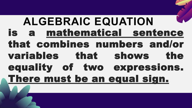 ALGEBRAIC EXPRESSION VS ALGEBRAIC EQUATION.pptx