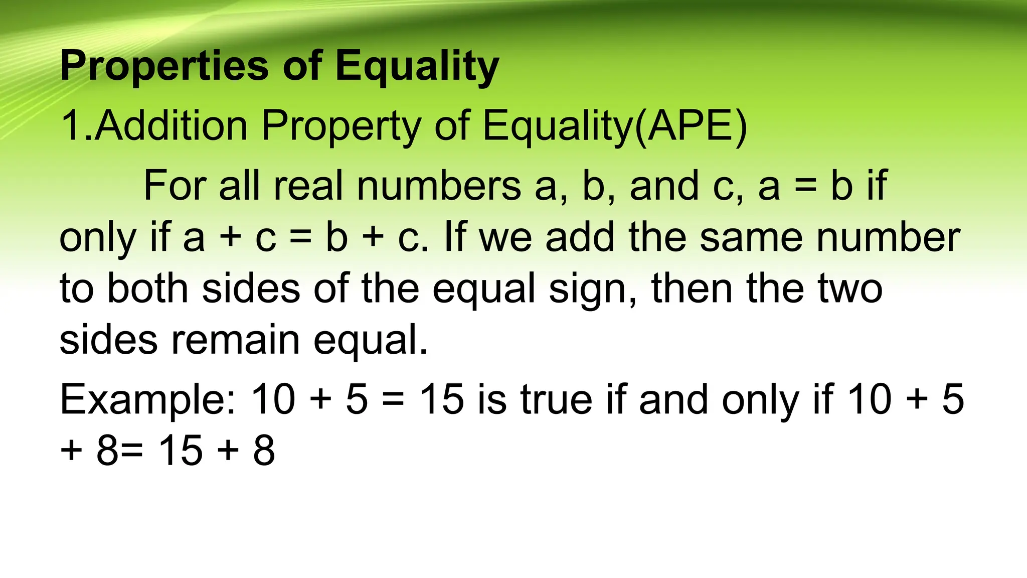 Algebraic Formulas.pptxsolving addition property of equality and ...