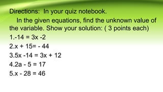 Algebraic Formulas Pptxsolving Addition Property Of Equality And