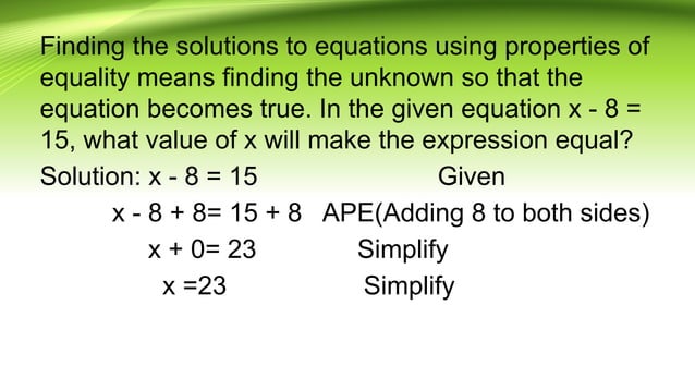 Algebraic Formulas.pptxsolving addition property of equality and ...