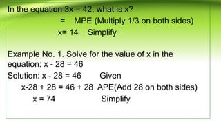Algebraic Formulas.pptxsolving addition property of equality and ...
