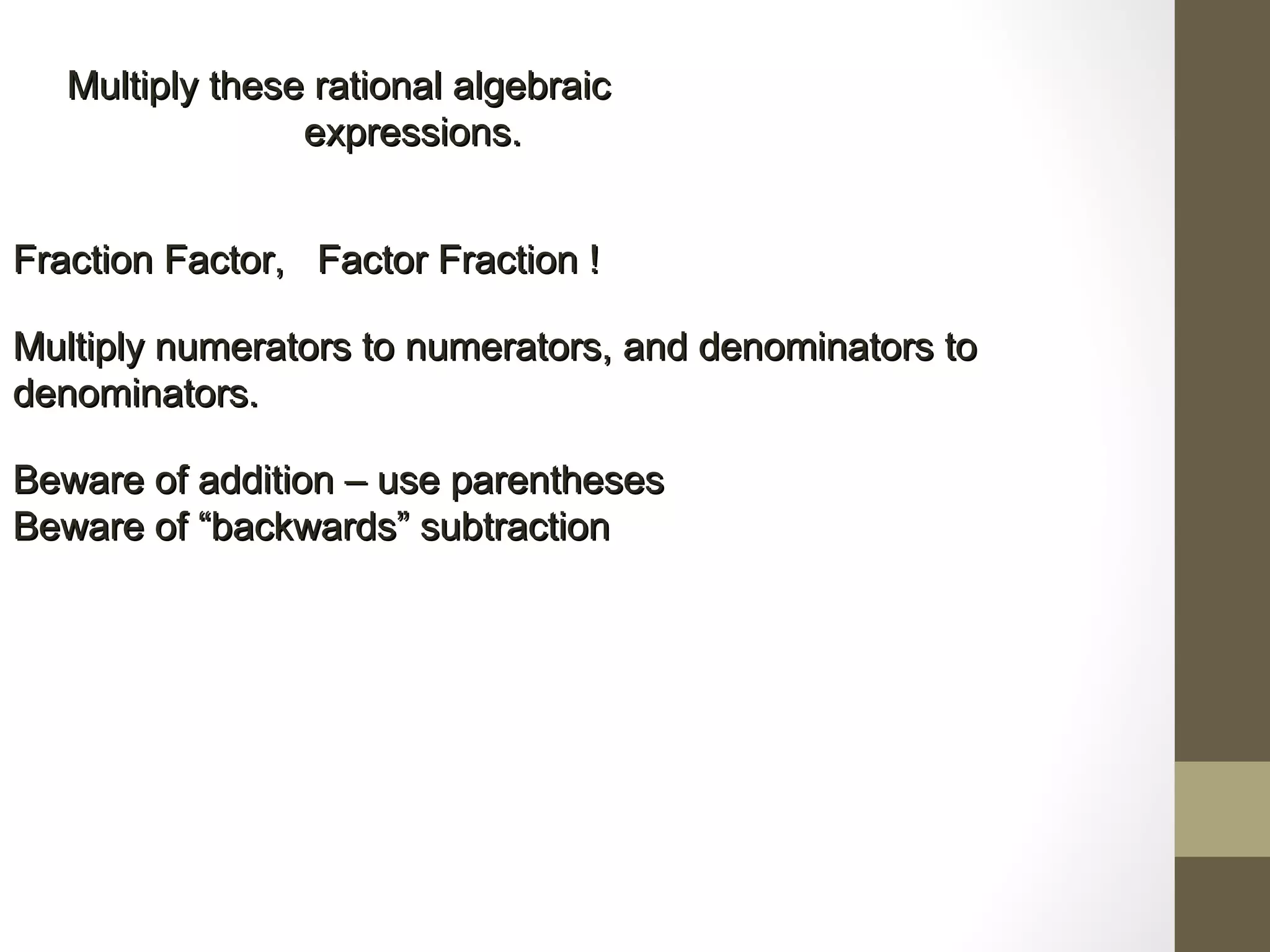 Algebraic fractions | PPT