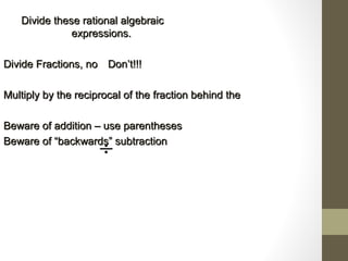 Algebraic fractions | PPT